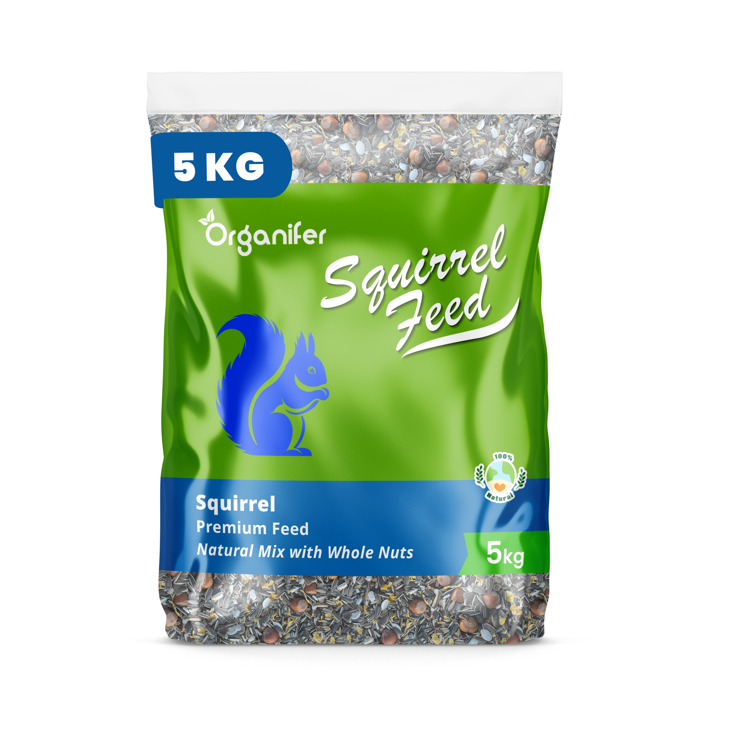 Eekhoorn Premium voer – natuurlijke mix met hele noten (5 kg) – Organifer